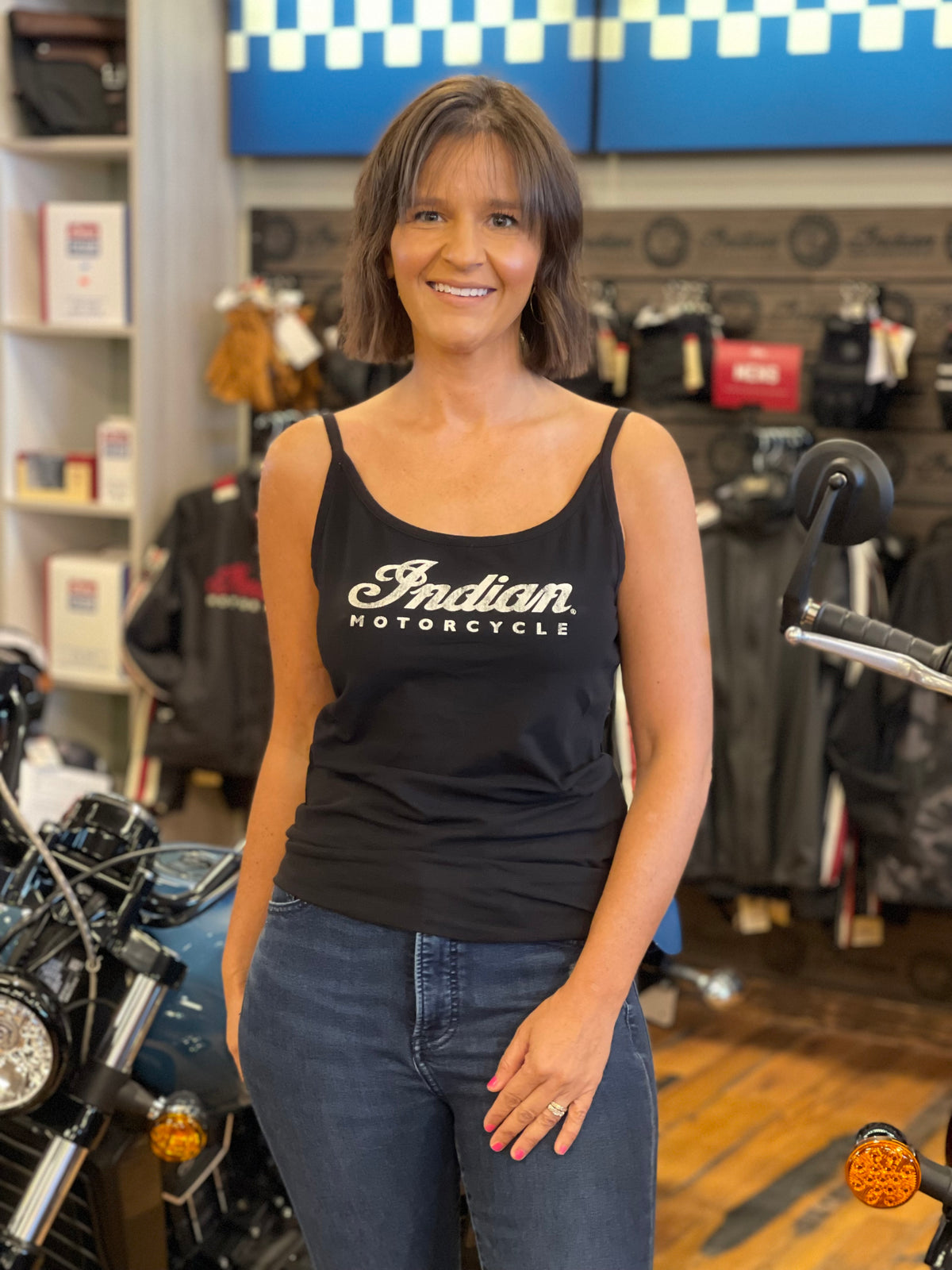 Indian Motorcycle Women's Script Logo Cami, Black | 2864787 — Bair's ...