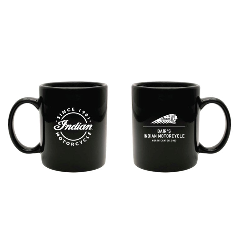 Bair's Indian Motorcycle Ceramic Mug, Black, 11 ounces — Bair's ...
