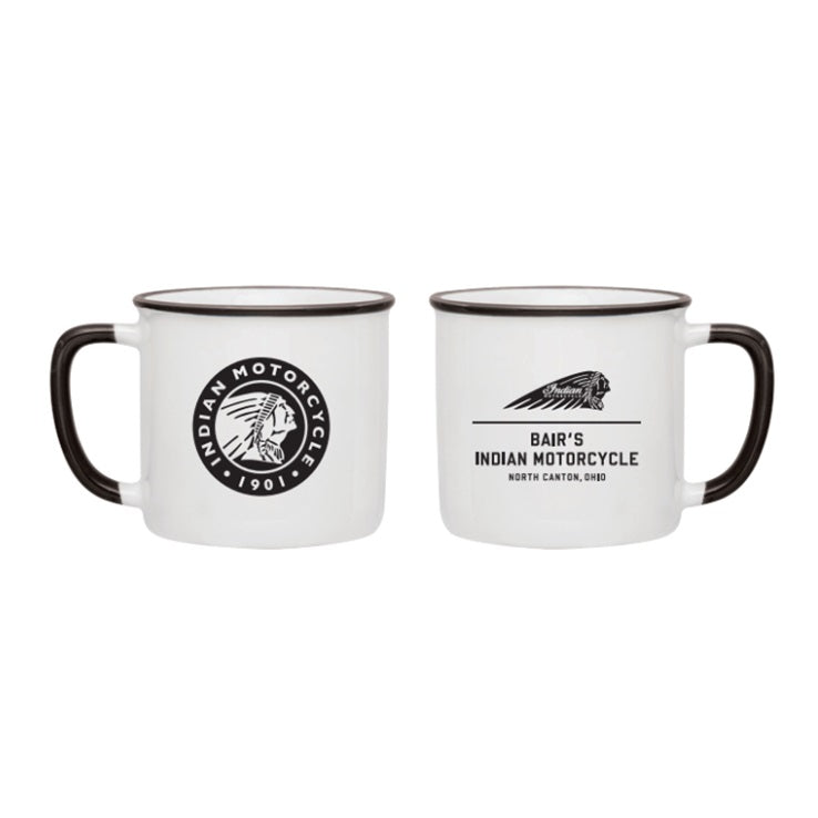 Bair's Indian Motorcycle Ceramic Mug, White, 14 ounces — Bair's ...